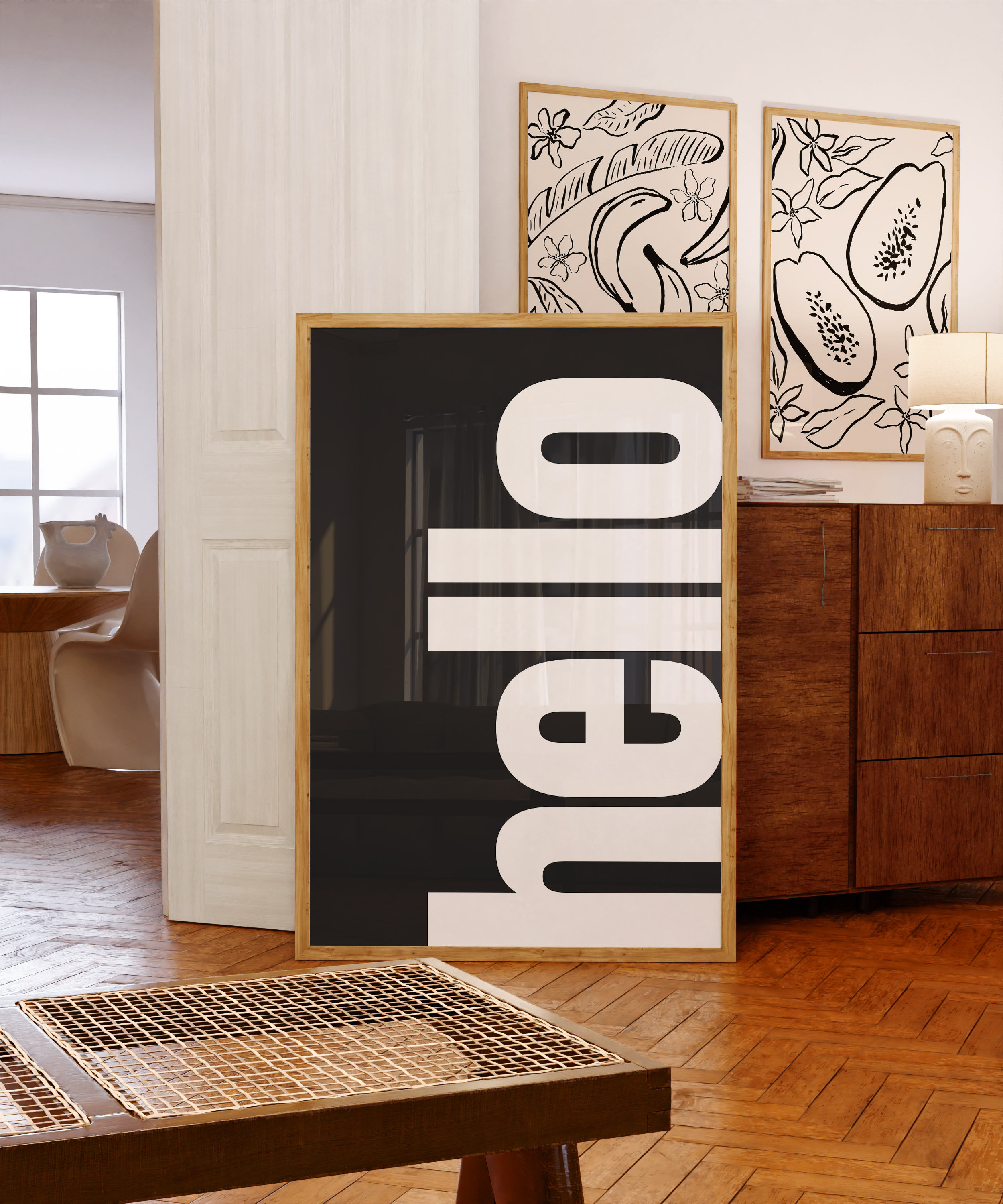 Hello Print Typography Poster Trendy Wall Art Retro Type - Etsy