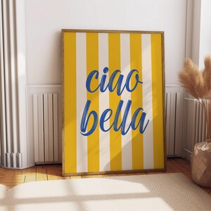 Ciao Bella Print | Striped Typography Poster | Trendy Wall Art ...