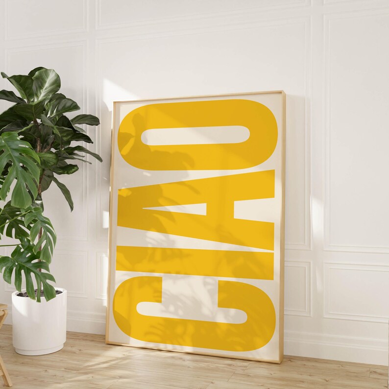 Ciao Print | Yellow Italian Typography Poster (digital Download) - Etsy