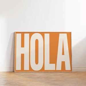 Hola Print | Typography Poster | Trendy Wall Art | Retro Spanish Poster ...