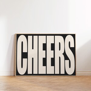 Cheers Print | Typography Poster | Trendy Wall Art | Retro Poster ...