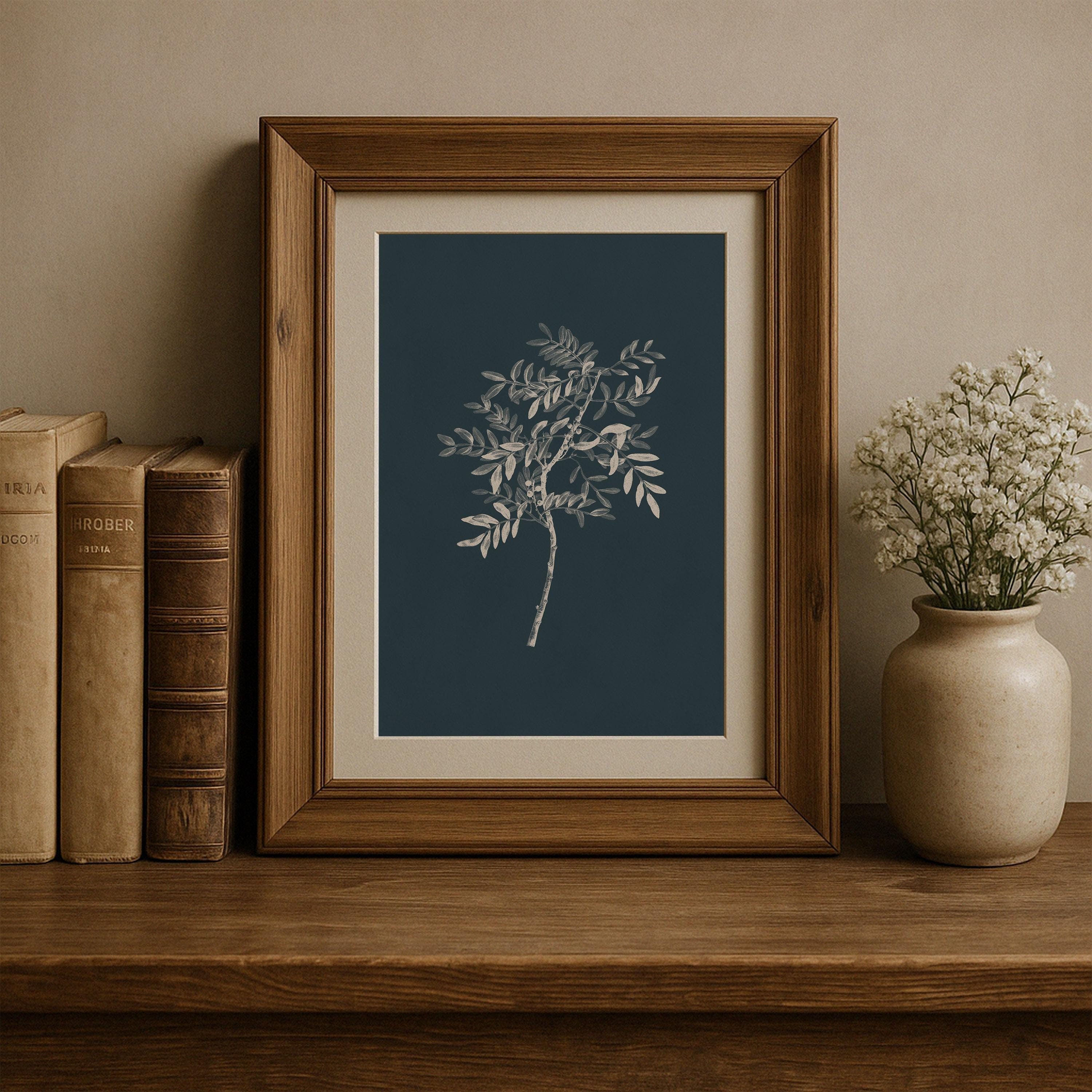 Navy Botanical Print | Vintage Plant Illustration (digital Download) - Etsy