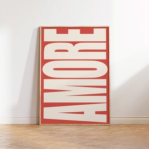 Amore Print | Typography Poster | Trendy Art | Retro Italian Type ...