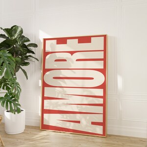 Amore Print | Typography Poster | Trendy Art | Retro Italian Type ...