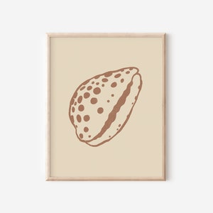 Seashell Art Print | Cowrie Shell Print | Seashell Ink Drawing ...
