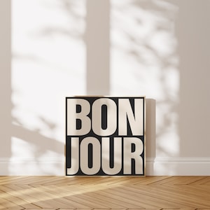 Bonjour Typography Print | Retro French Wall Art (digital Download) - Etsy