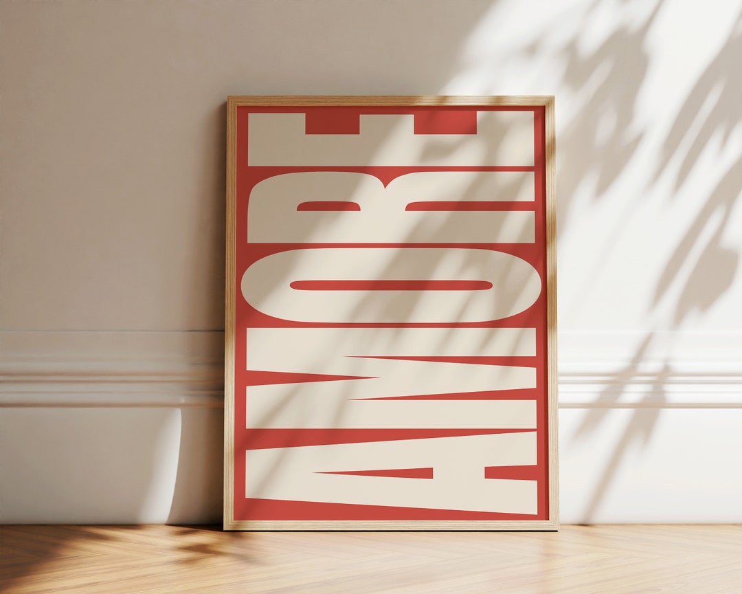 Amore Print | Typography Poster | Trendy Art | Retro Italian Type ...