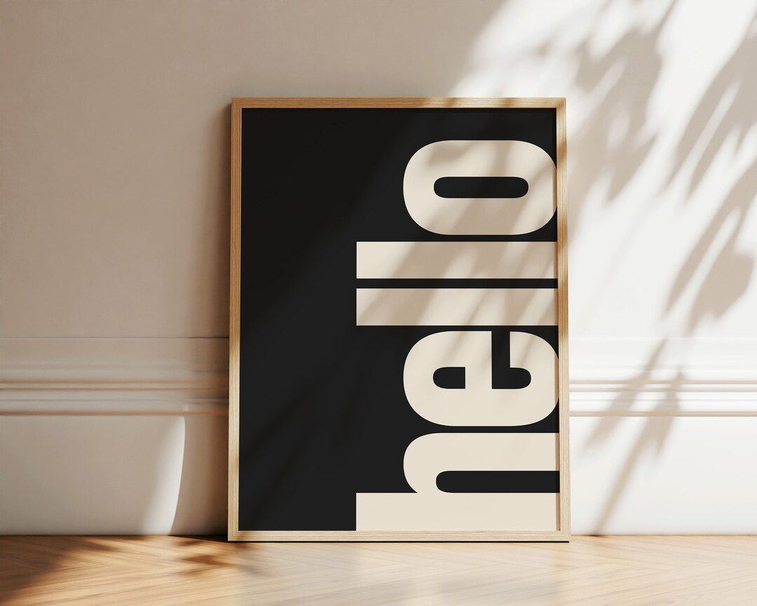 Hello Print | Typography Poster | Trendy Wall Art | Retro Type Poster ...