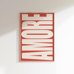 Amore Print | Typography Poster | Trendy Art | Retro Italian Type ...