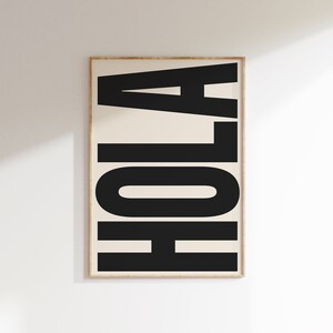 Hola Print | Typography Poster | Trendy Wall Art | Retro Spanish Poster ...