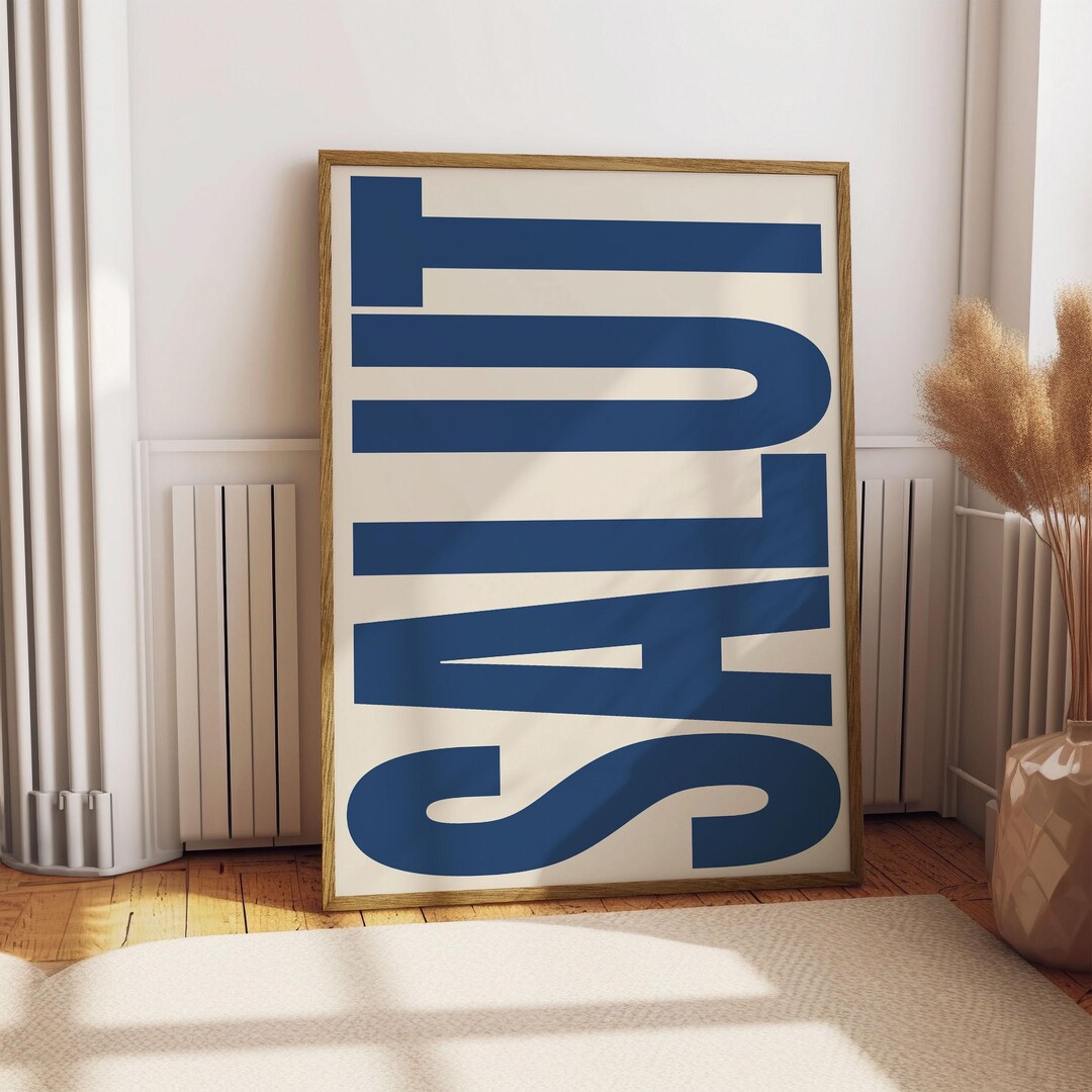 Salut Print | Typography Poster | Trendy Wall Art | Retro French Poster ...