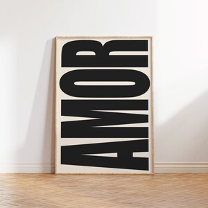 Amor Print Typography Poster Trendy Art Retro Spanish Type Poster Love ...