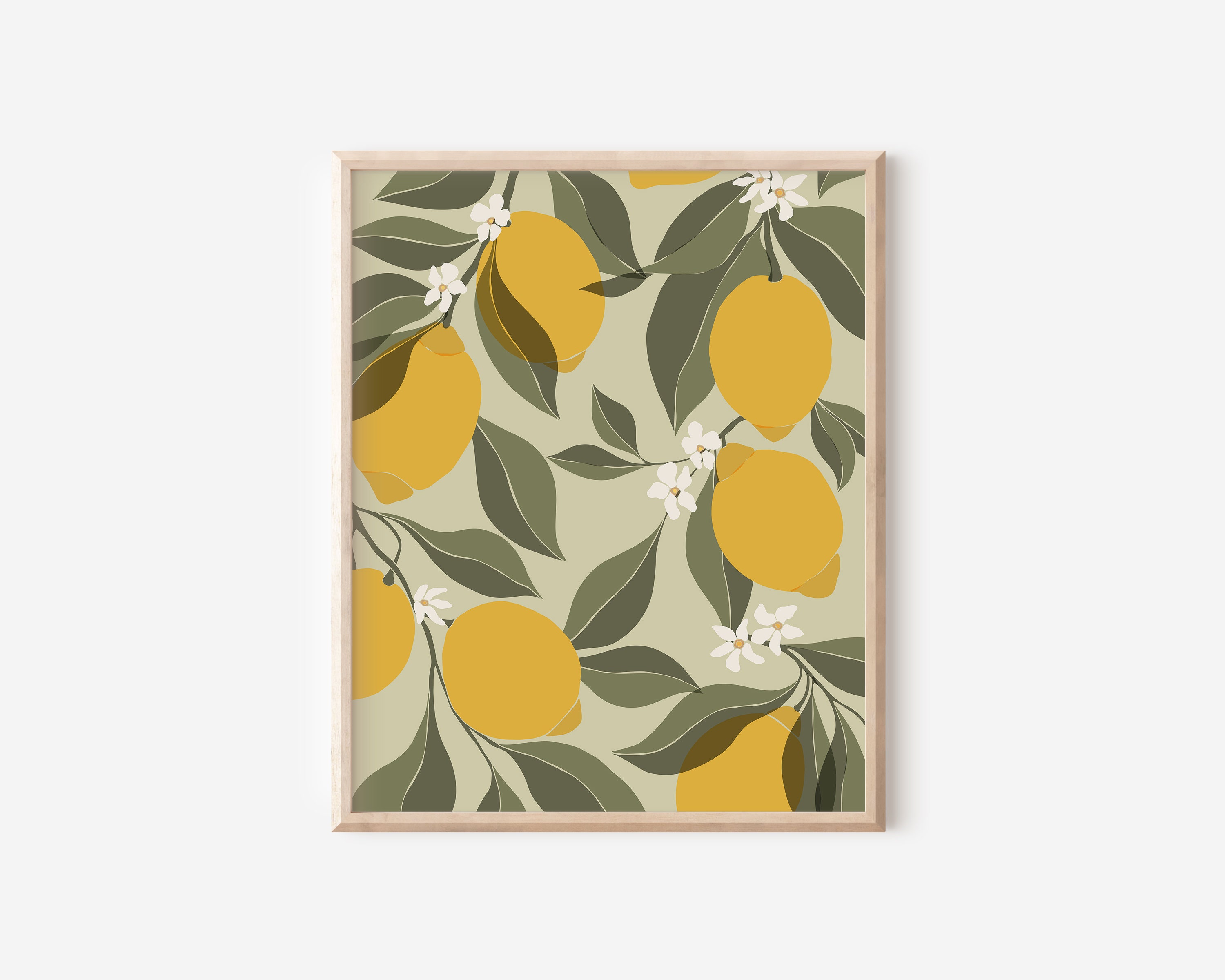 Lemons Print Abstract Wall Art Botanical Poster Lemon - Etsy