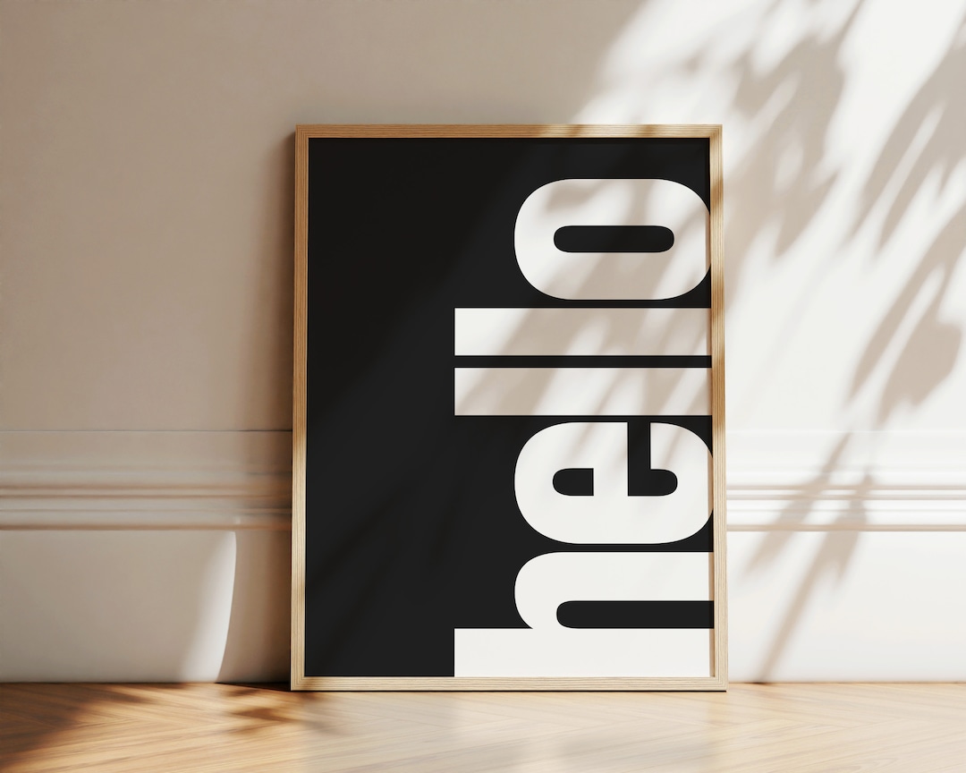 Hello Print | Typography Poster | Trendy Wall Art | Retro Type Poster ...