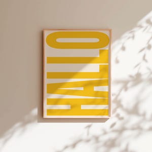Hallo Yellow Typography Print | Retro German/dutch Poster (digital ...