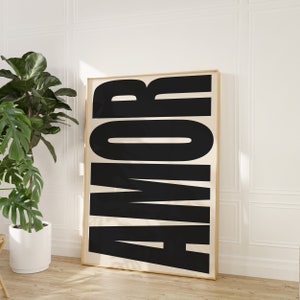 Amor Print Typography Poster Trendy Art Retro Spanish Type Poster Love ...