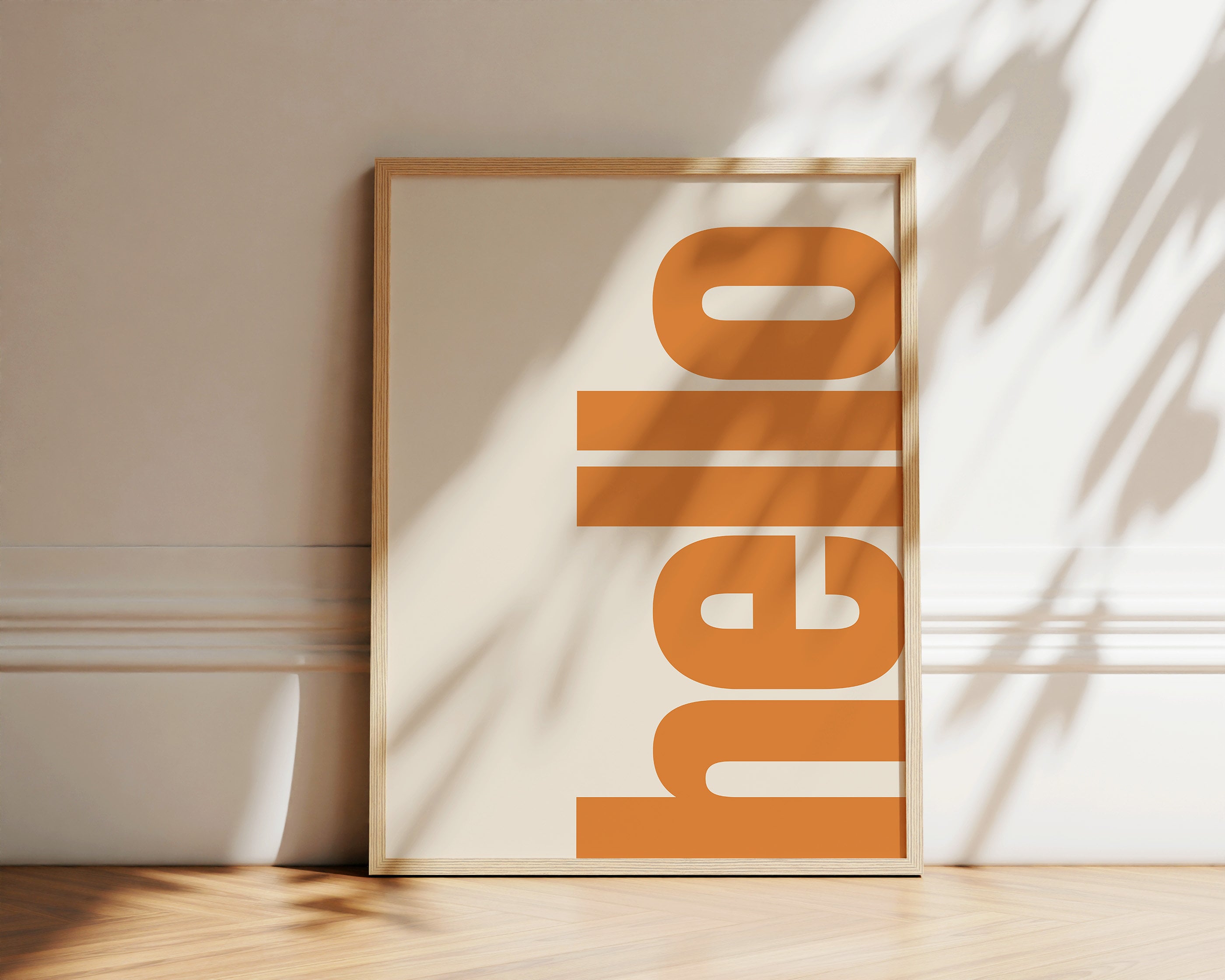 Hello Print Typography Poster Trendy Wall Art Retro Type Poster Neutral ...