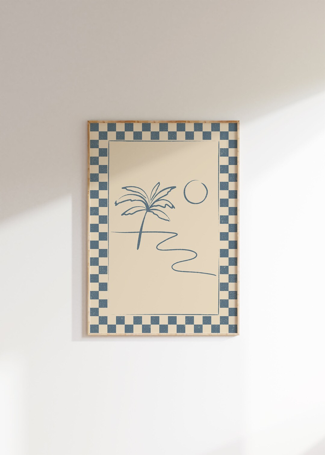 Palm Tree Beach Scene Print Summer Print Seashore Ink Drawing Coastal ...