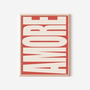 Amore Print | Typography Poster | Trendy Art | Retro Italian Type ...