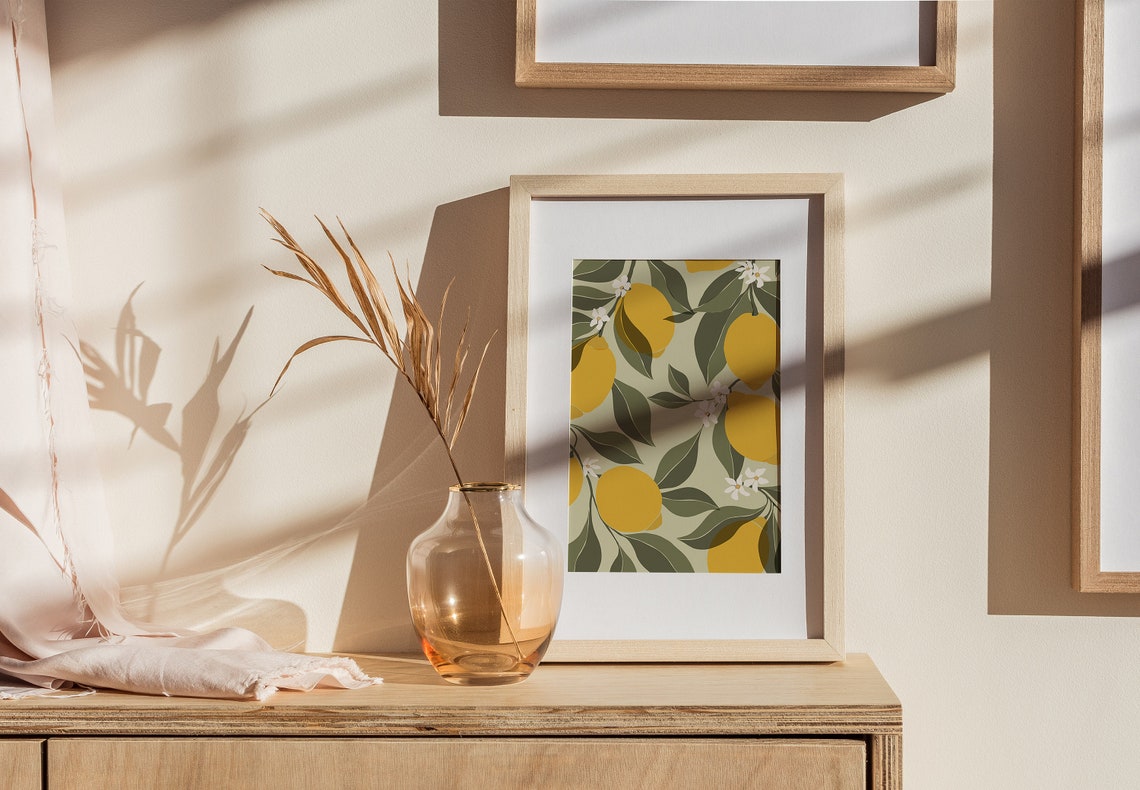 Lemons Print Abstract Wall Art Botanical Poster Lemon - Etsy