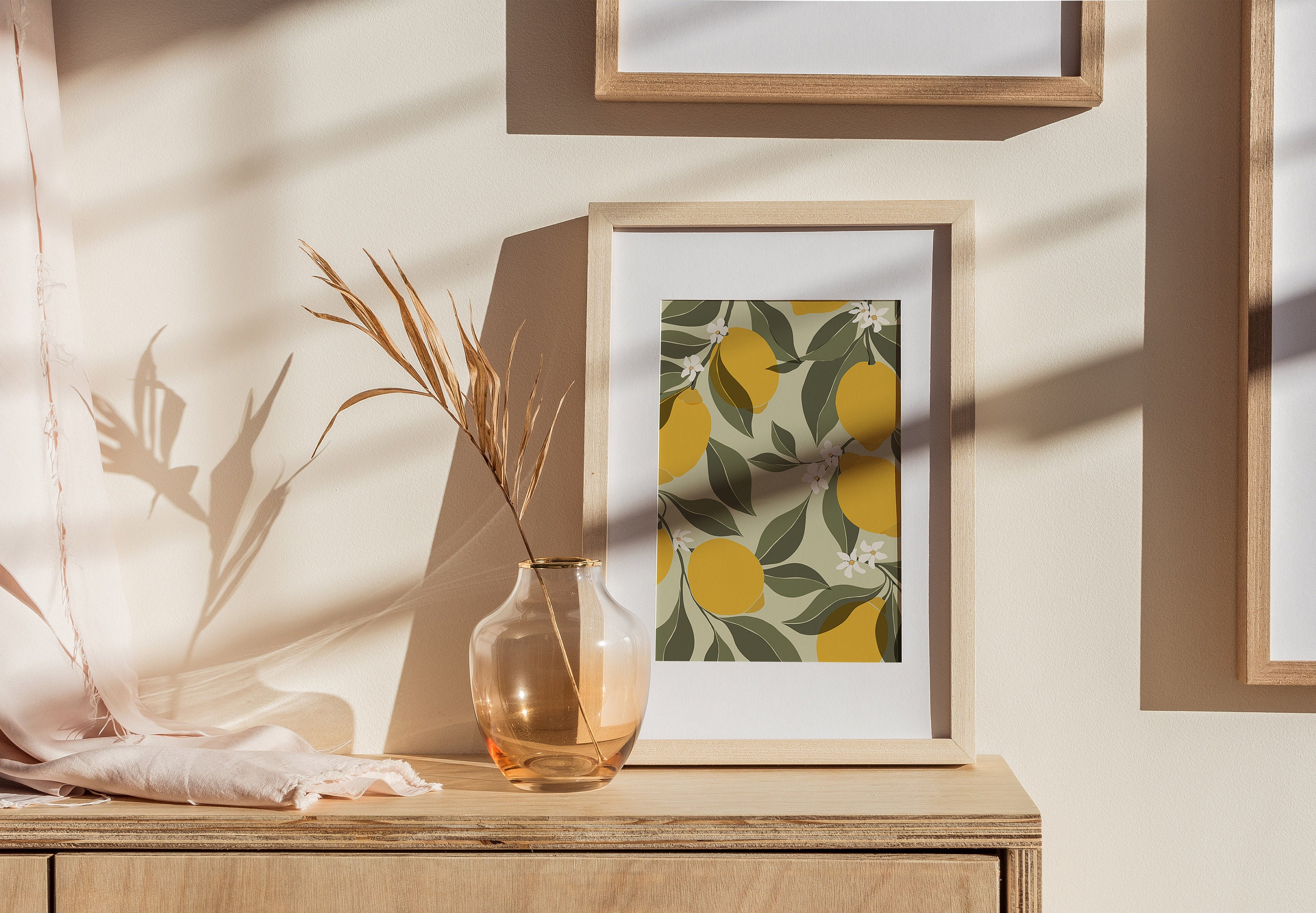 Lemons Print Abstract Wall Art Botanical Poster Lemon - Etsy