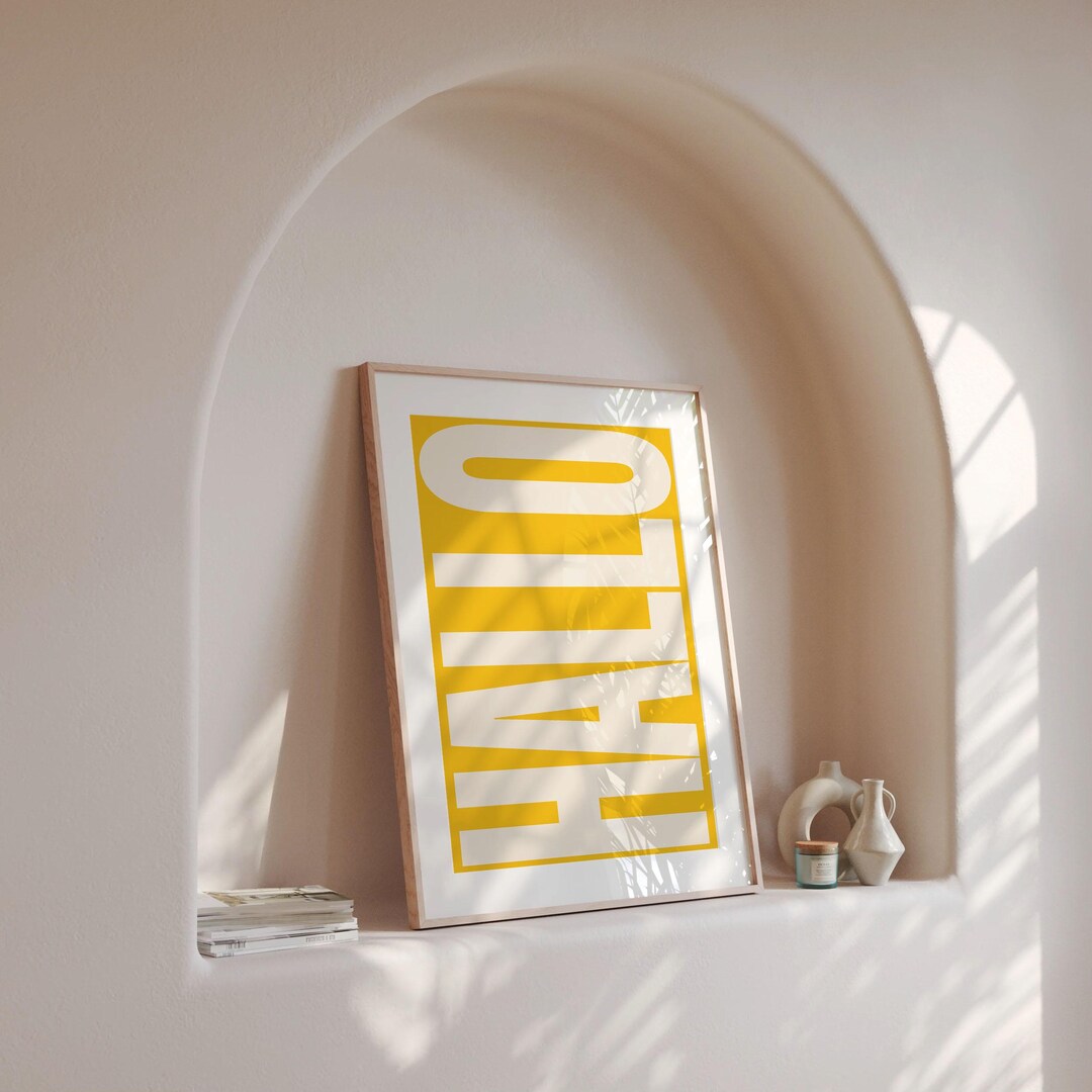 Hallo Print Typography Poster Trendy Art Retro German/dutch Poster ...