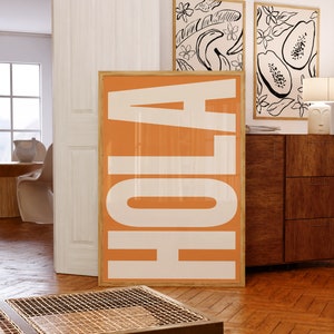 Hola Print | Typography Poster | Trendy Wall Art | Retro Spanish Poster ...