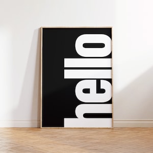 Hello Print | Typography Poster | Trendy Wall Art | Retro Type Poster ...
