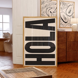 Hola Print | Typography Poster | Trendy Wall Art | Retro Spanish Poster ...
