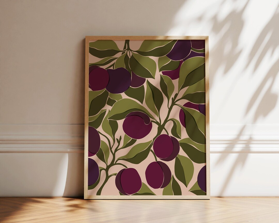 Plums Print | Abstract Wall Art | Botanical Poster | Plum Illustration ...