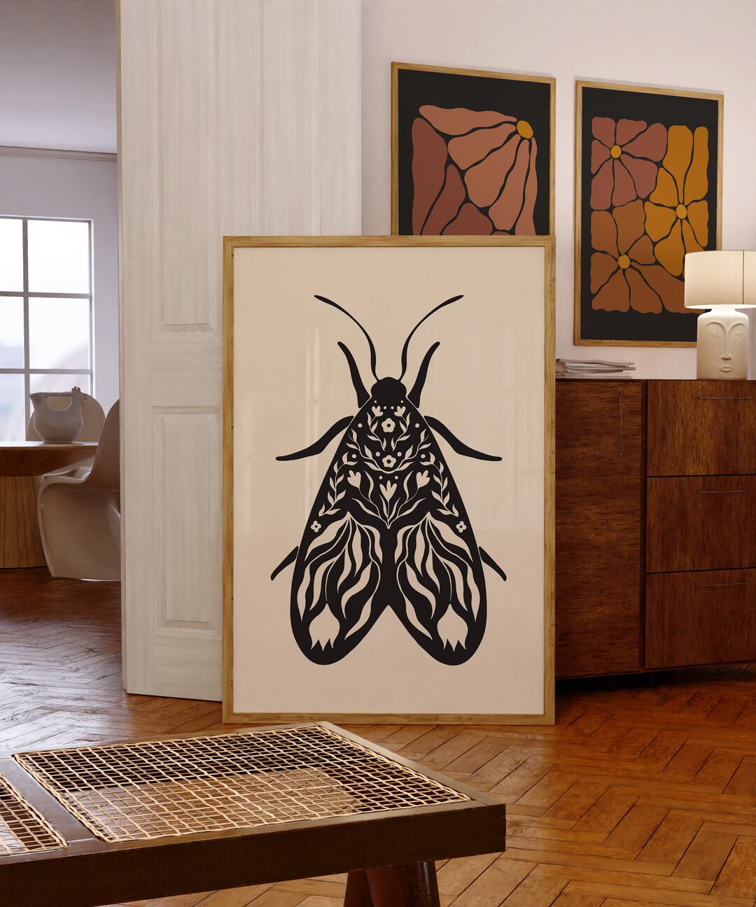 Folk Art Moth | Cottagecore Decor | Scandinavian Folk Art | Floral ...
