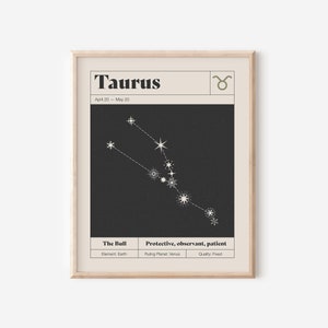 Taurus Star Constellation Art Print | Zodiac Constellation Wall Art ...