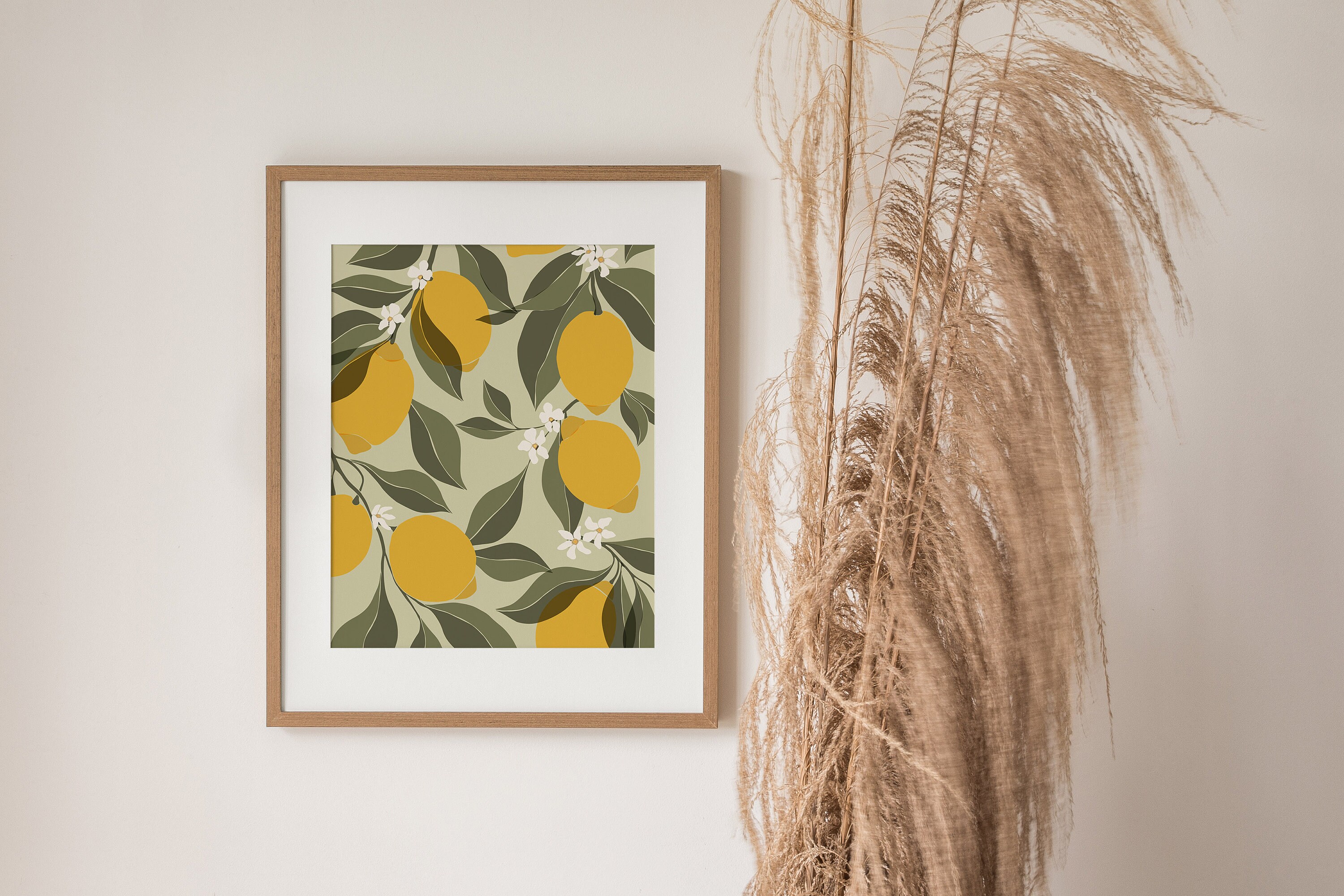 Lemons Print Abstract Wall Art Botanical Poster Lemon - Etsy