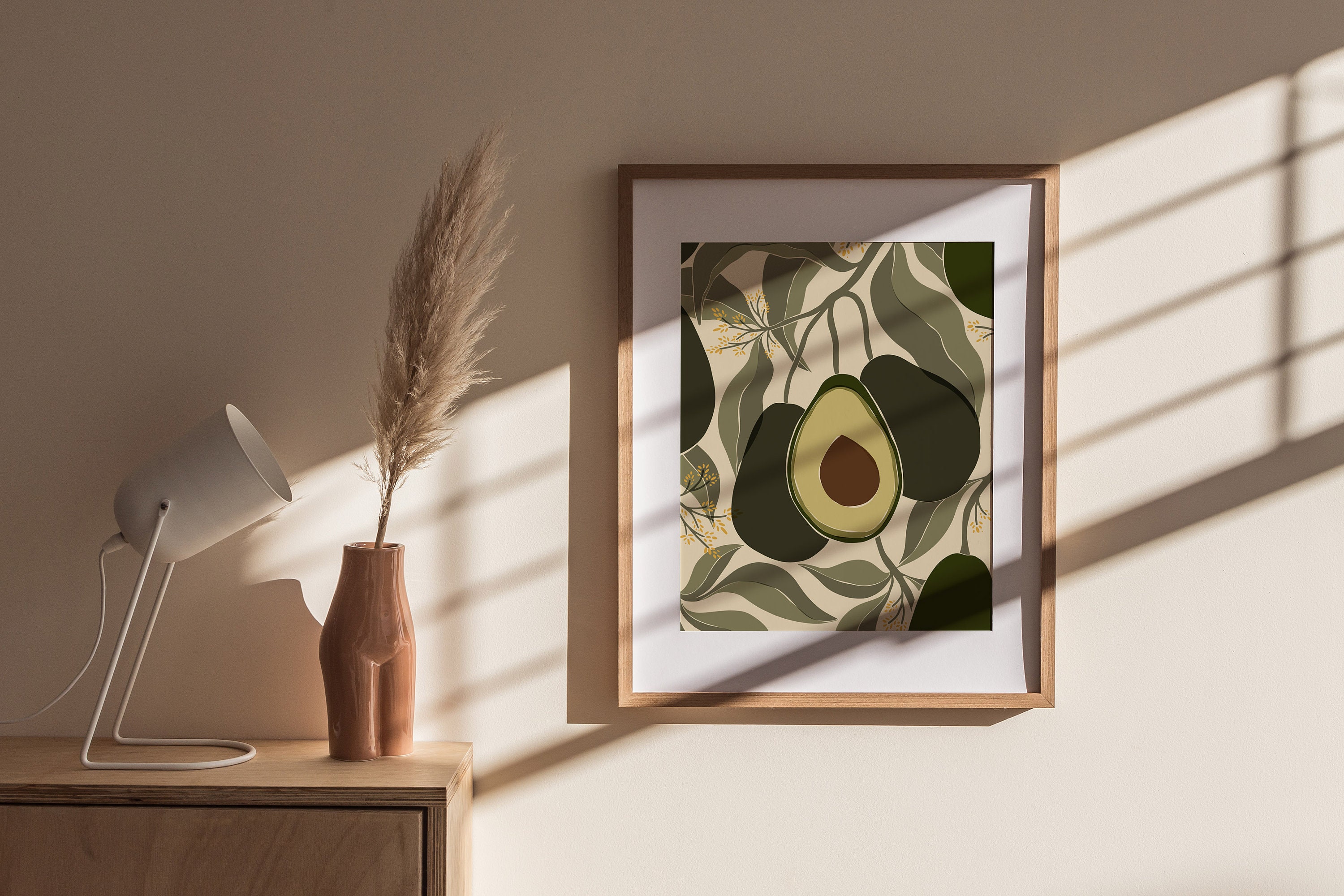 Avocados Print Abstract Wall Art Botanical Poster Avocado Illustration ...