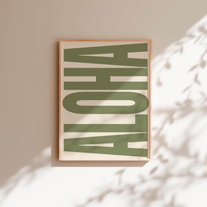 Aloha Typography Print | Green Retro Hawaiian Wall Art (digital ...