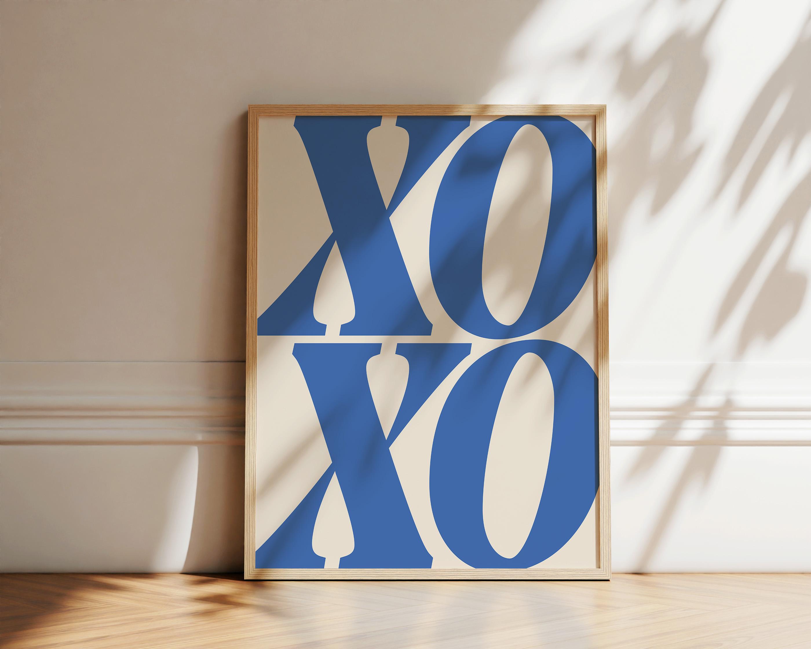 Blue XOXO Art Print | Retro Typography Poster (digital Download) - Etsy