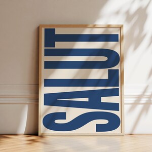 Salut Print | Typography Poster | Trendy Wall Art | Retro French Poster ...