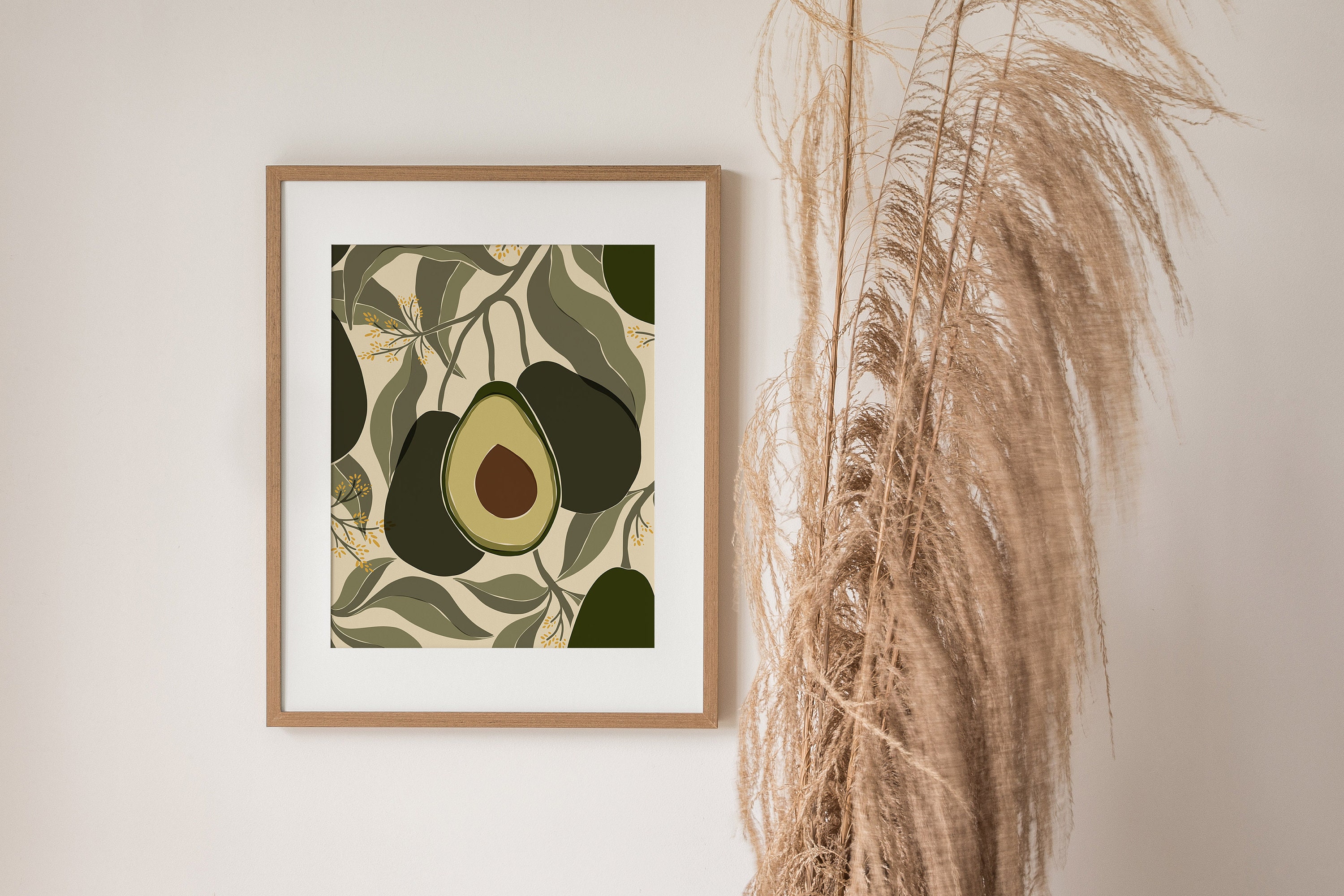 Avocados Print Abstract Wall Art Botanical Poster Avocado Illustration ...