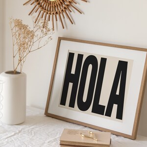 Hola Print | Typography Poster | Trendy Wall Art | Retro Spanish Poster ...