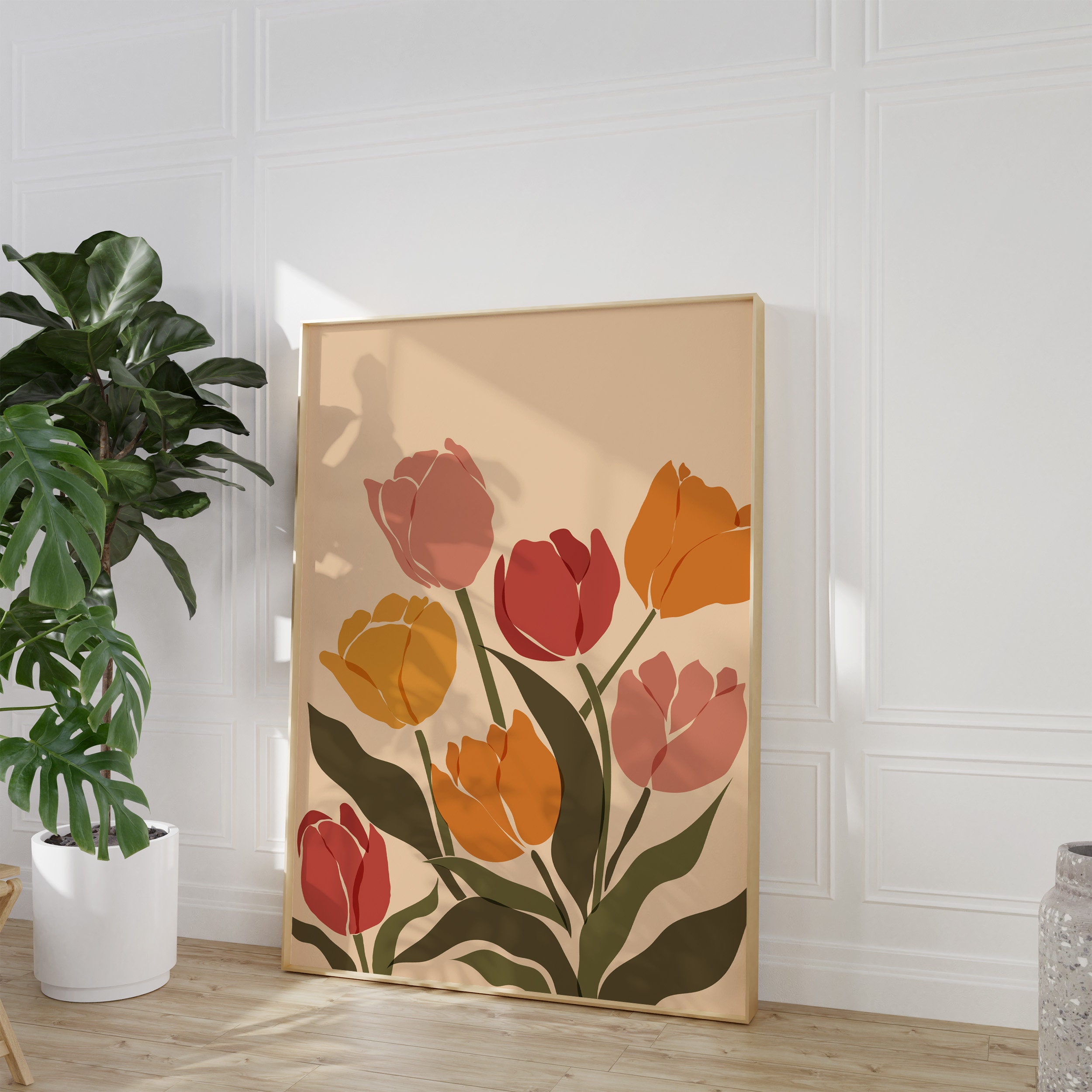 Tulip Art Print Abstract Wall Art Flower Market Botanical Poster Tulip ...