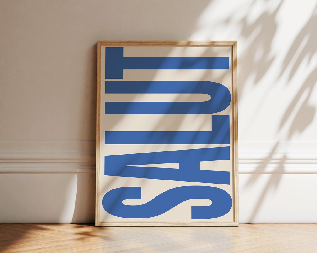 Salut Print | Typography Poster | Trendy Wall Art | Retro French Poster ...