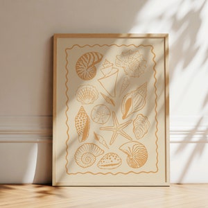 Seashells Art Print Summer Shells Print Seashell Ink Drawing Coastal ...