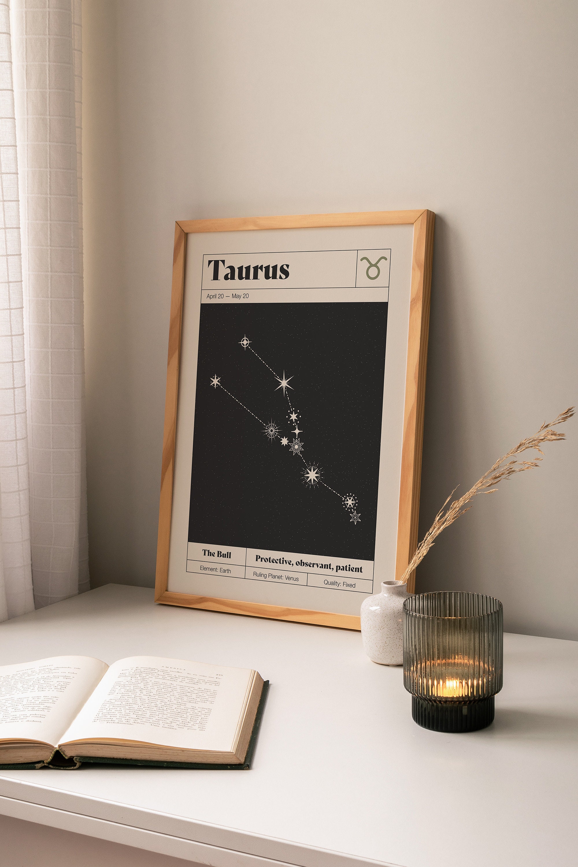 Taurus Star Constellation Art Print Zodiac Constellation Wall Art ...