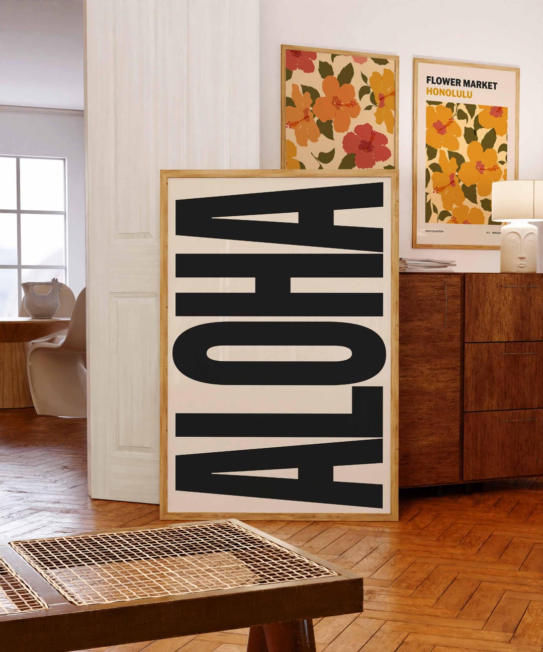 Aloha Print Typography Poster Trendy Wall Art Retro Poster Hawaiian ...