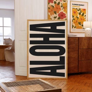 Aloha Print Typography Poster Trendy Wall Art Retro Poster Hawaiian ...