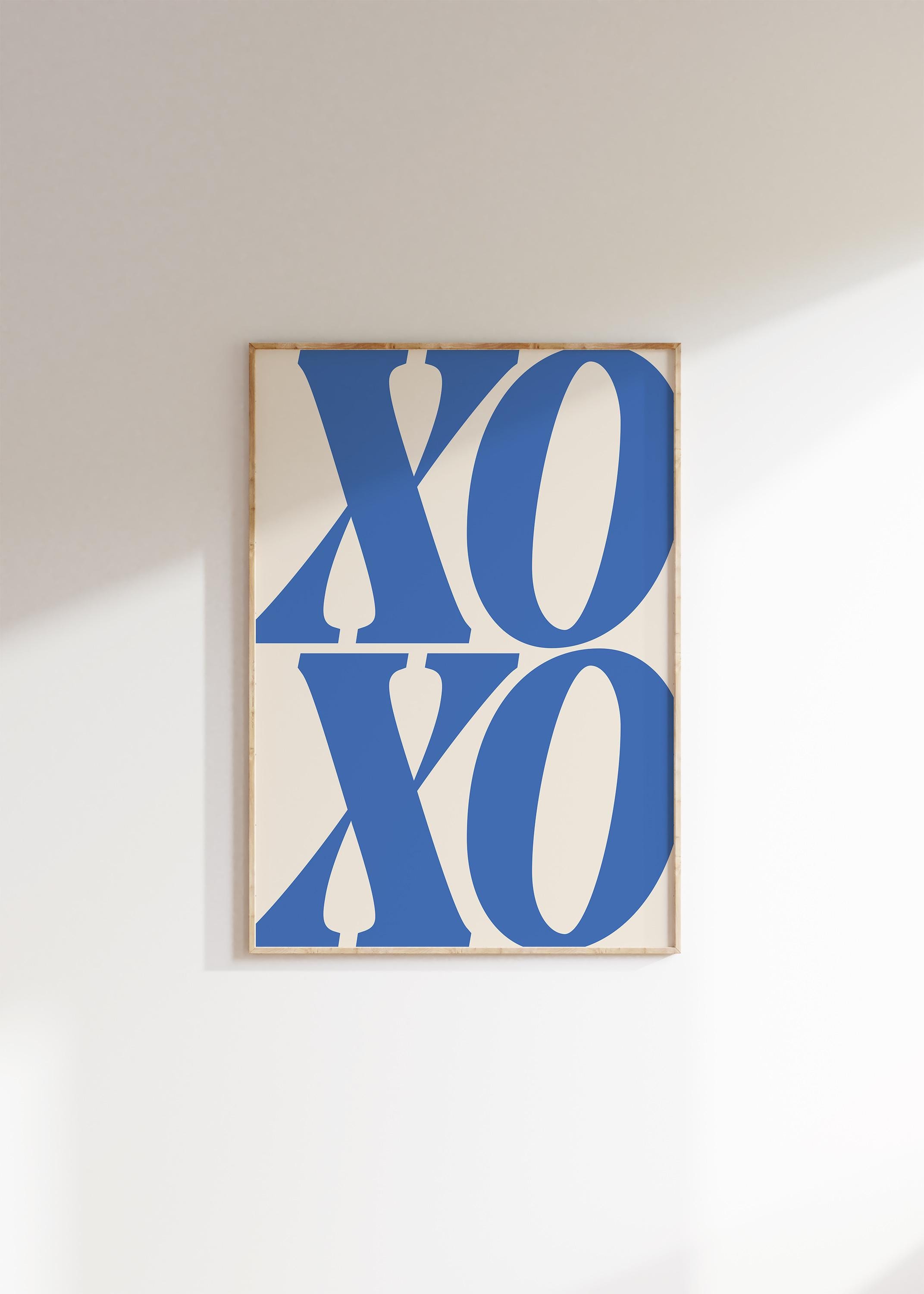 Blue XOXO Art Print | Retro Typography Poster (digital Download) - Etsy