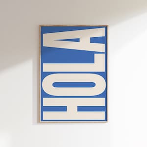 Hola Print | Typography Poster | Trendy Wall Art | Retro Spanish Poster ...