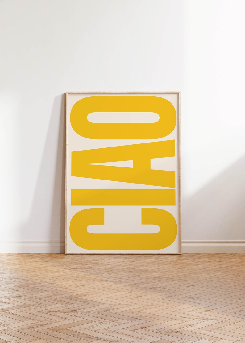 Ciao Print | Yellow Italian Typography Poster (digital Download) - Etsy