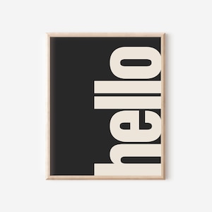 Hello Print | Typography Poster | Trendy Wall Art | Retro Type Poster ...
