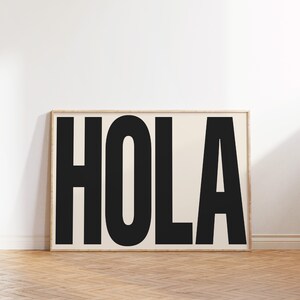 Hola Print | Typography Poster | Trendy Wall Art | Retro Spanish Poster ...